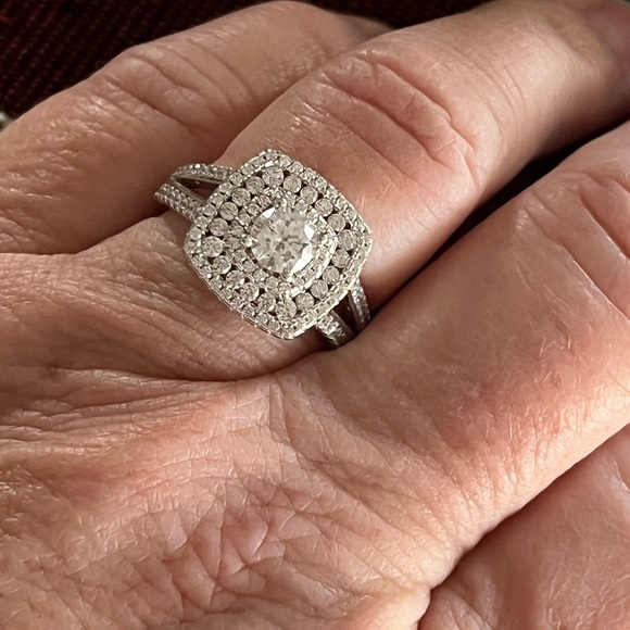 Diamonique | Jewelry | New Diamonique Sterling Triple Halo Engagement ...